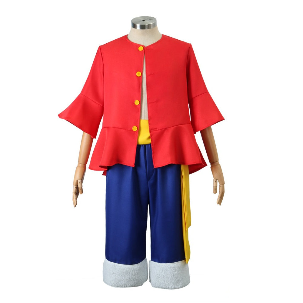 Anime Navigation Monkey D. Luffy Red Shirt Fullset Cosplay Costumes ...