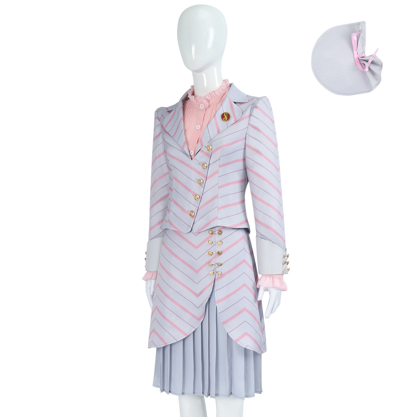 Wicked: For Good Witch Glinda Pink Stripe Suit Cosplay Costumes – coscrew
