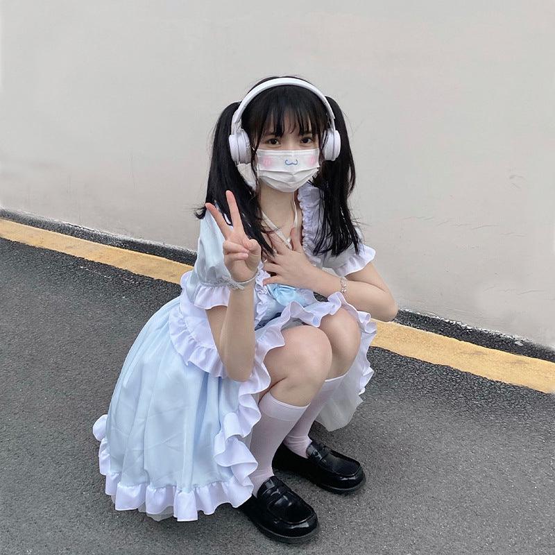 Alice Anime Sky Blue Maid Outfit Lolita Dress Japanese Cute Fancy Dres ...